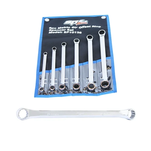 SP Tools SP10136 | Double Ring Spanner Set | 40° Offset | Long Metric | 6pc